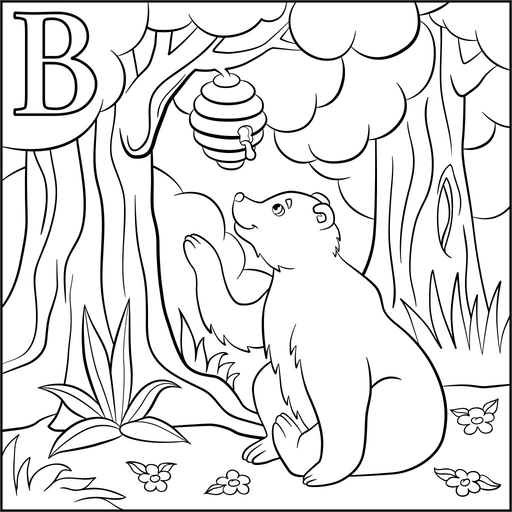 Little Red Bear’s Animal Alphabet Coloring Pages — “B” is for “Bear ...