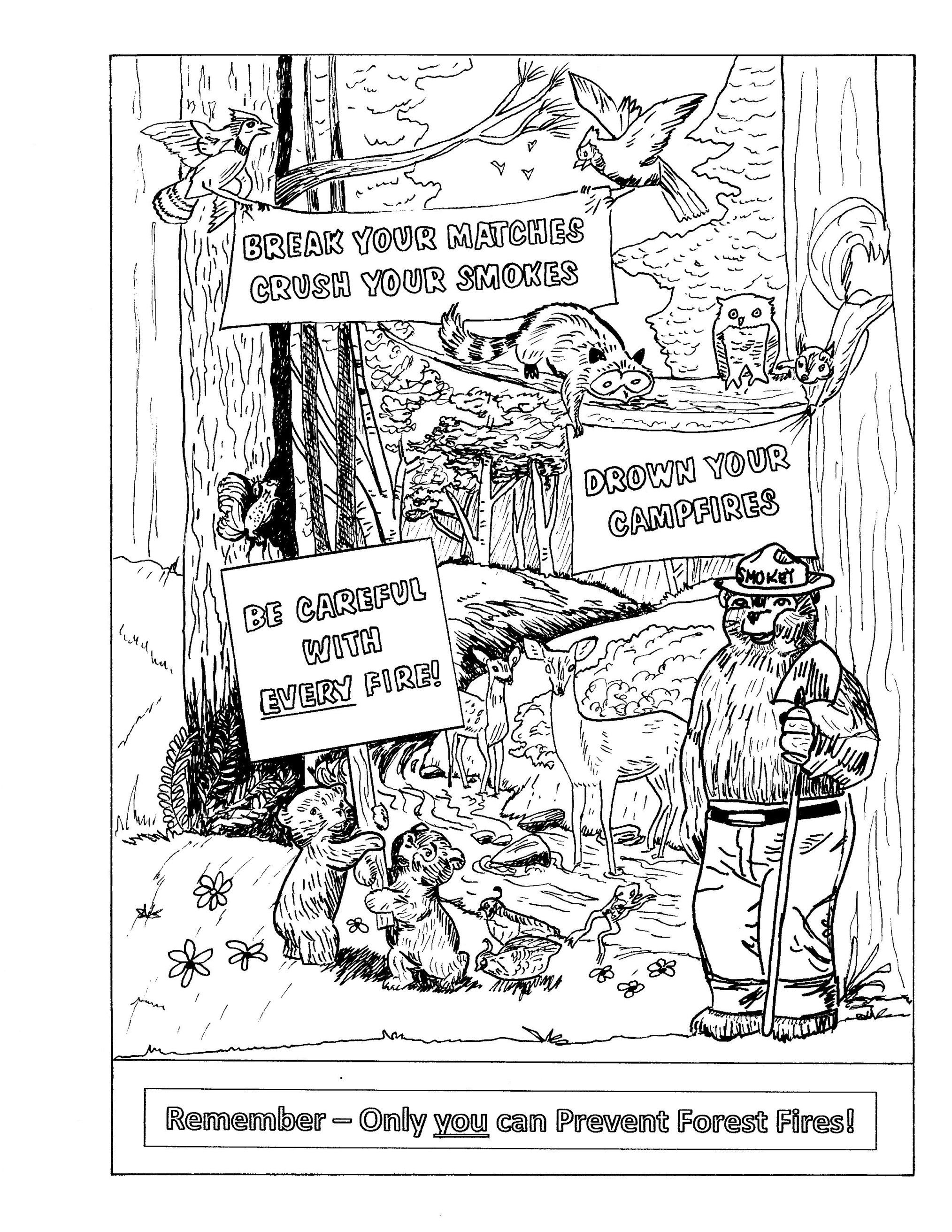 Little Red Bear’s “Smokey The Bear” Coloring Pages | James Milson – The ...